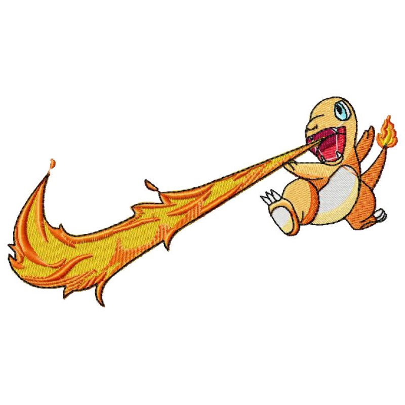 Swoosh x Charmander Fire Embroidery Design 5 Sizes