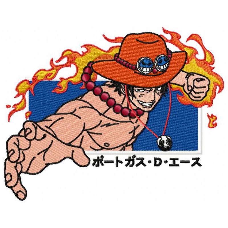 Ace Box One Piece Anime Embroidery Design 4 Sizes