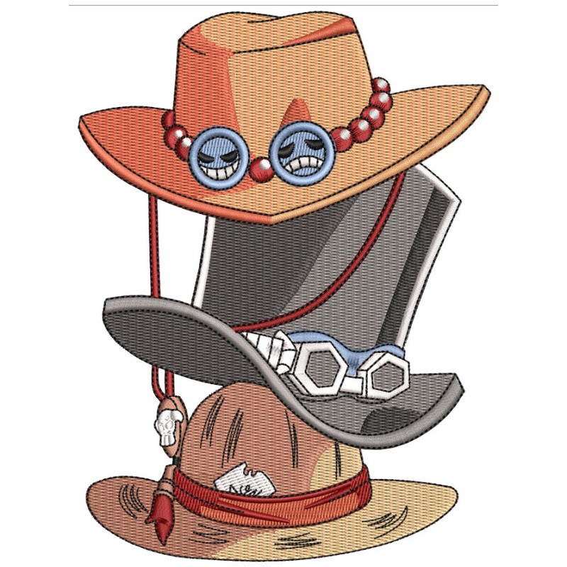 LUFFY x ACE x SABO HATS Embroidery Design 4 Sizes