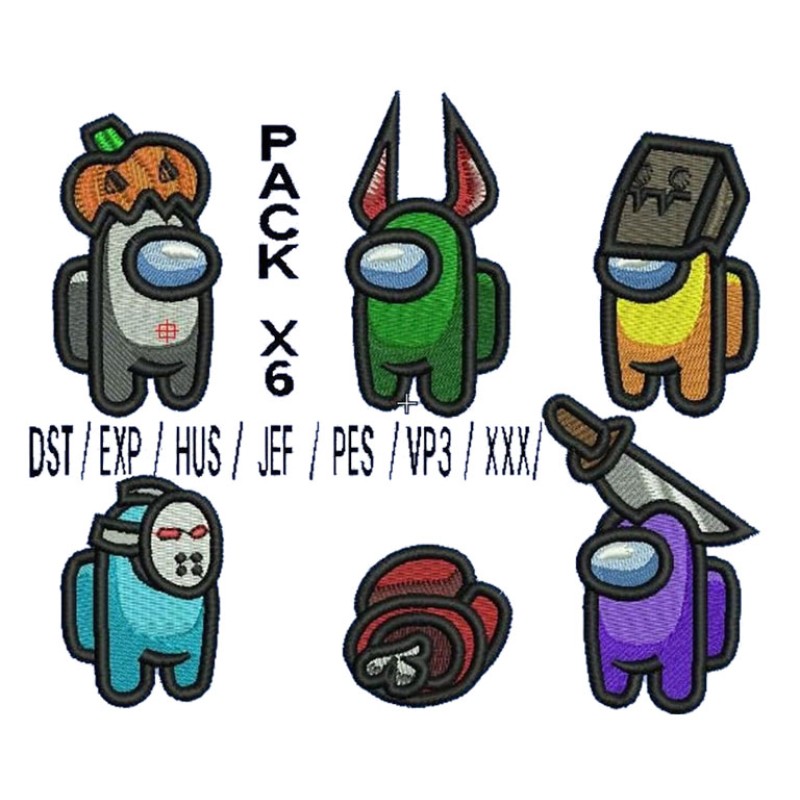 among us HALLOWEEN embroidery designs pack