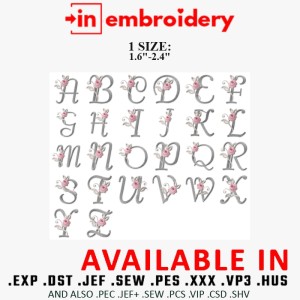 Baby Bunny Balloon Alphabet Embroidery Font