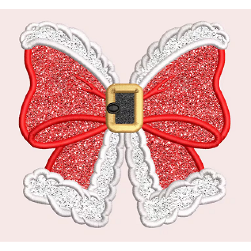 Christmas Bow Applique Embroidery Design, 3 sizes, Instant Download