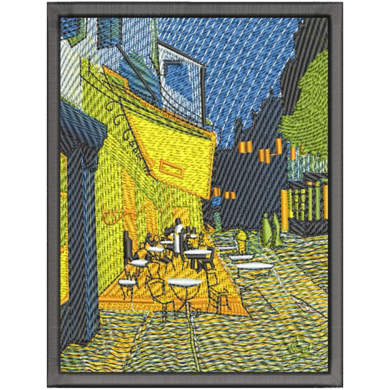 Vincent Van Gogh - Cafe Terrace at Night Embroidery Design 2 Sizes