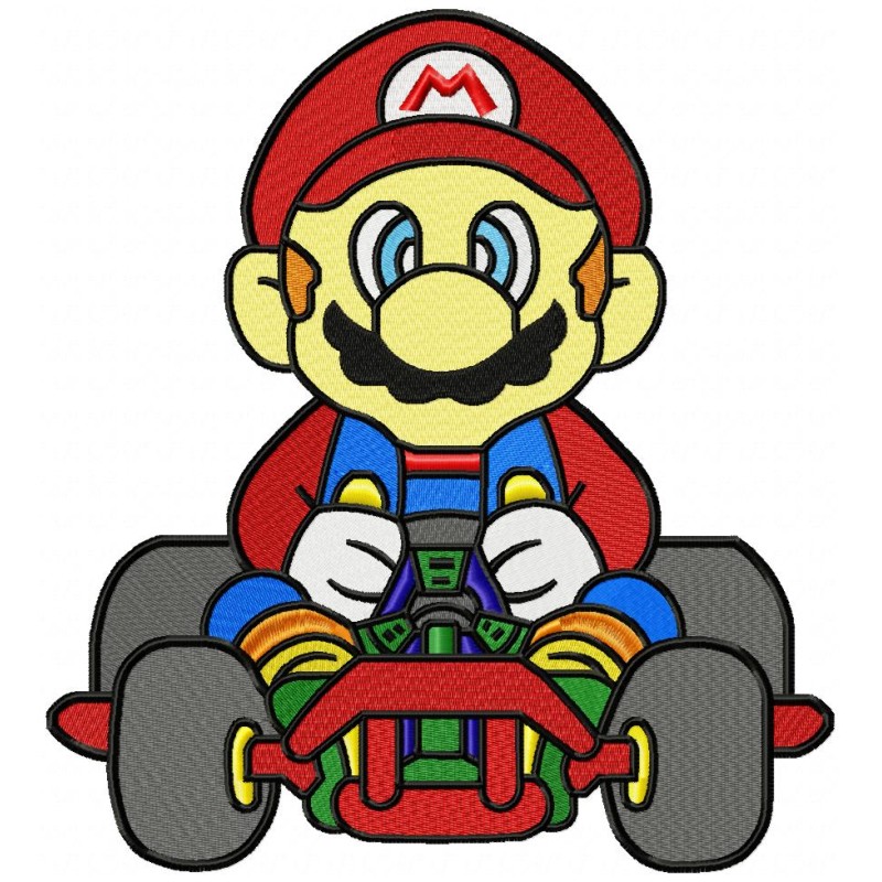 Super Mario Car Embroidery Design 3 Sizes
