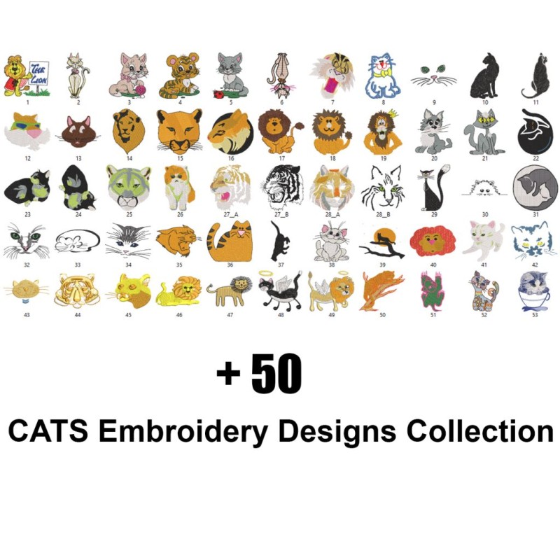 +50 CATS Embroidery Designs pack