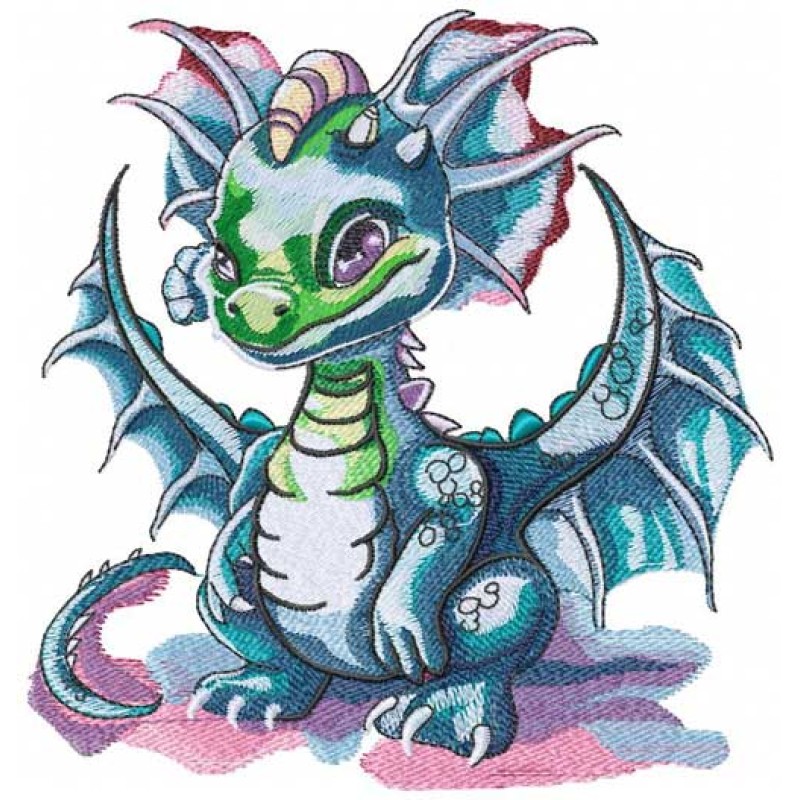 Cute Dragon Girl Embroidery Design 4 Sizes