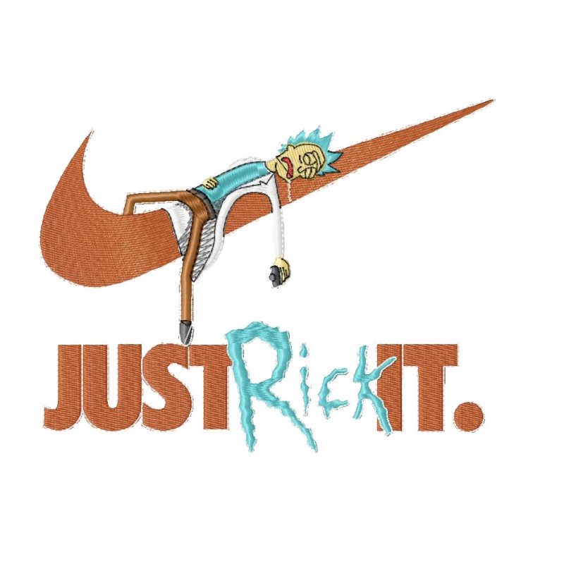 Just Rick it Swoosh Embroidery Design 3 Sizes