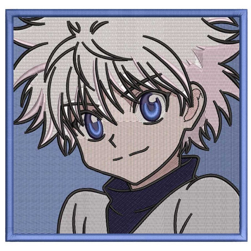 killuaa blue Rectangle Embroidery Design 4 Sizes