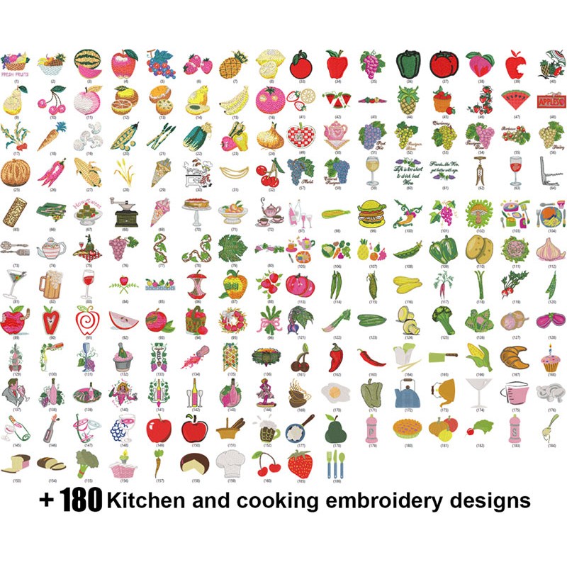 Kitchen and Cooking Embroidery Designs Pack