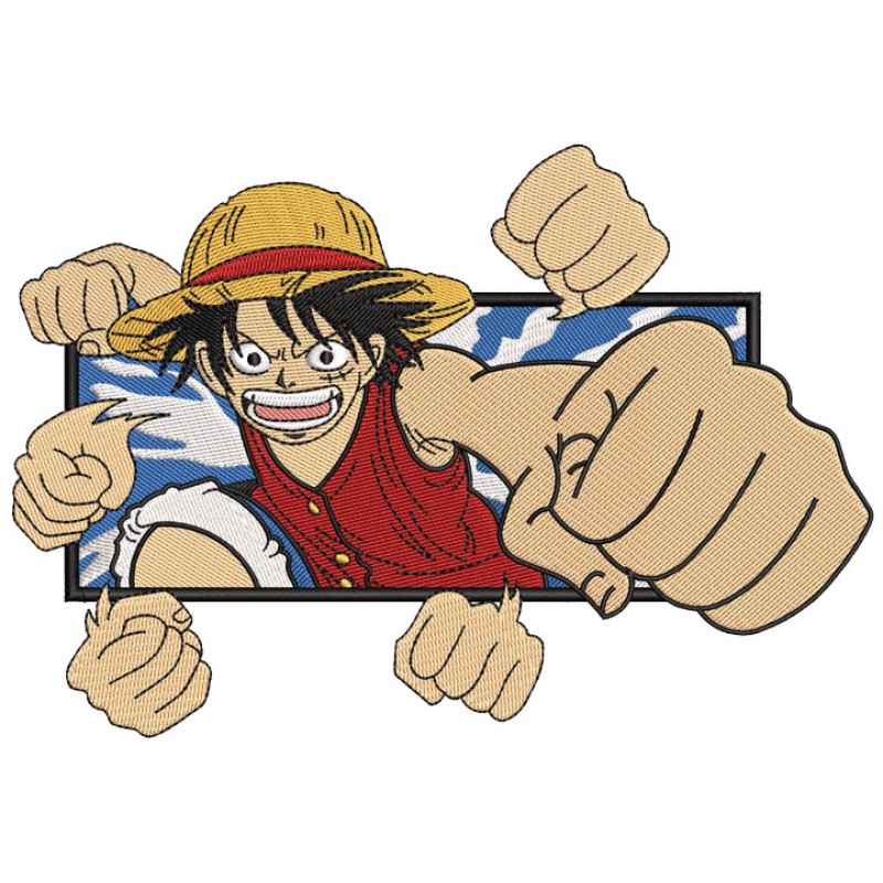 Luffy More Hands Embroidery Design 4 Sizes
