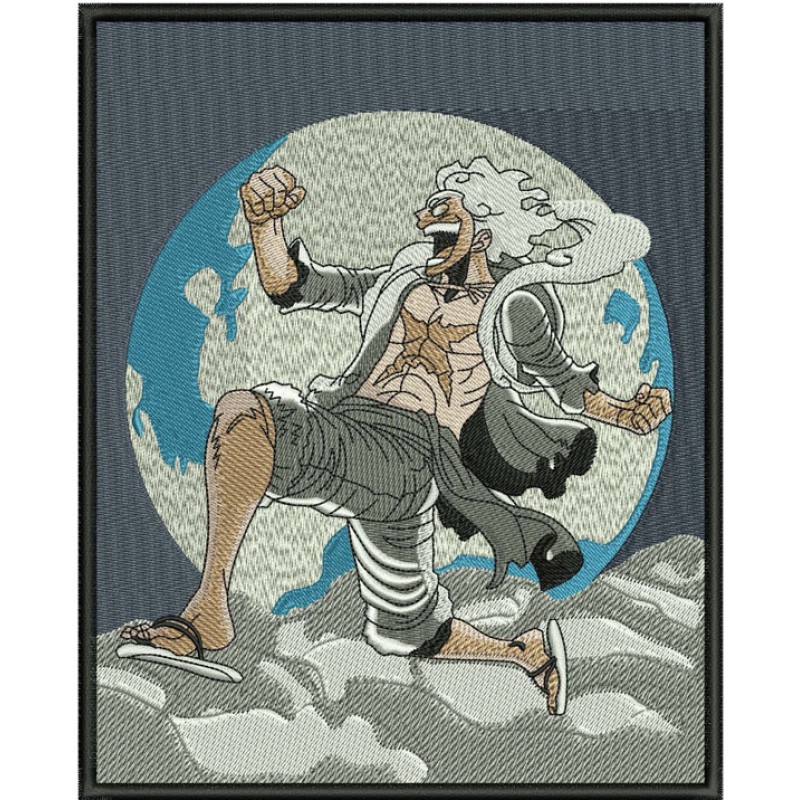 Luffy Moon Recatngle Embroidery Design 4 Sizes