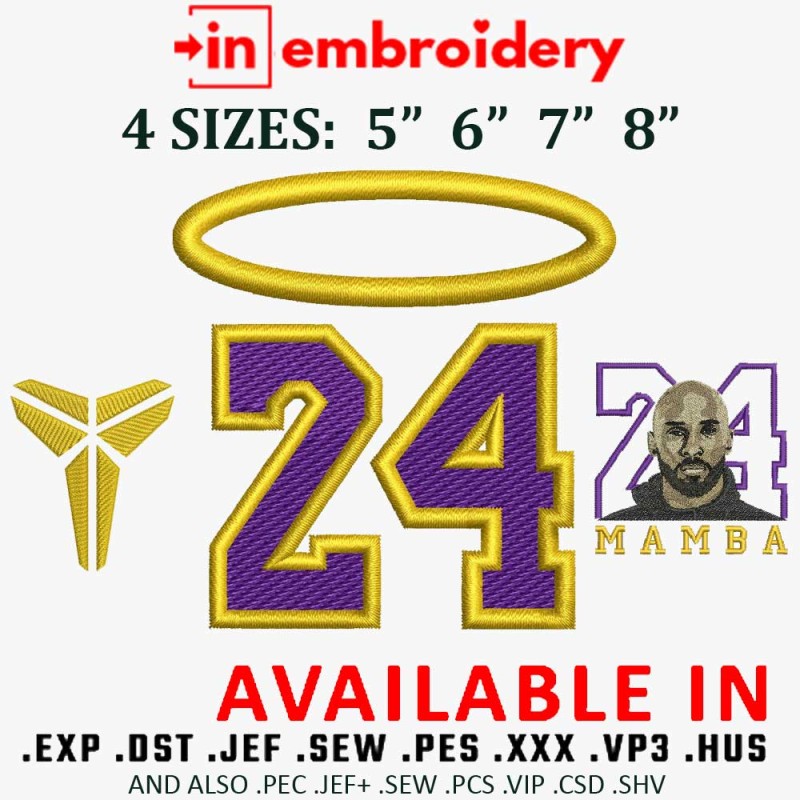 Mamba Sport Logos Embroidery Design 4 Sizes