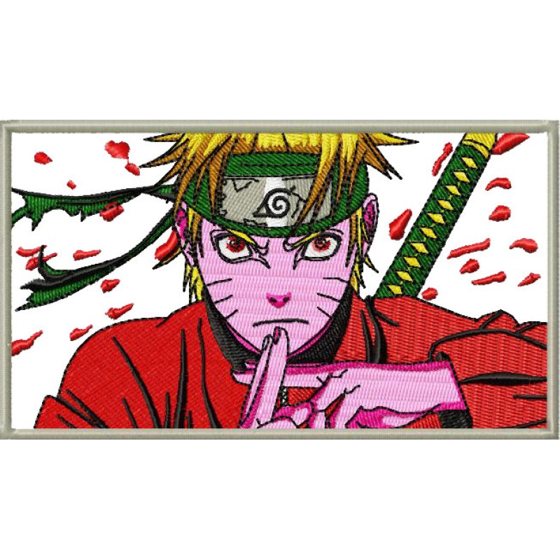 NARUTO Pose Red Rectangle Embroidery Design 4 Sizes