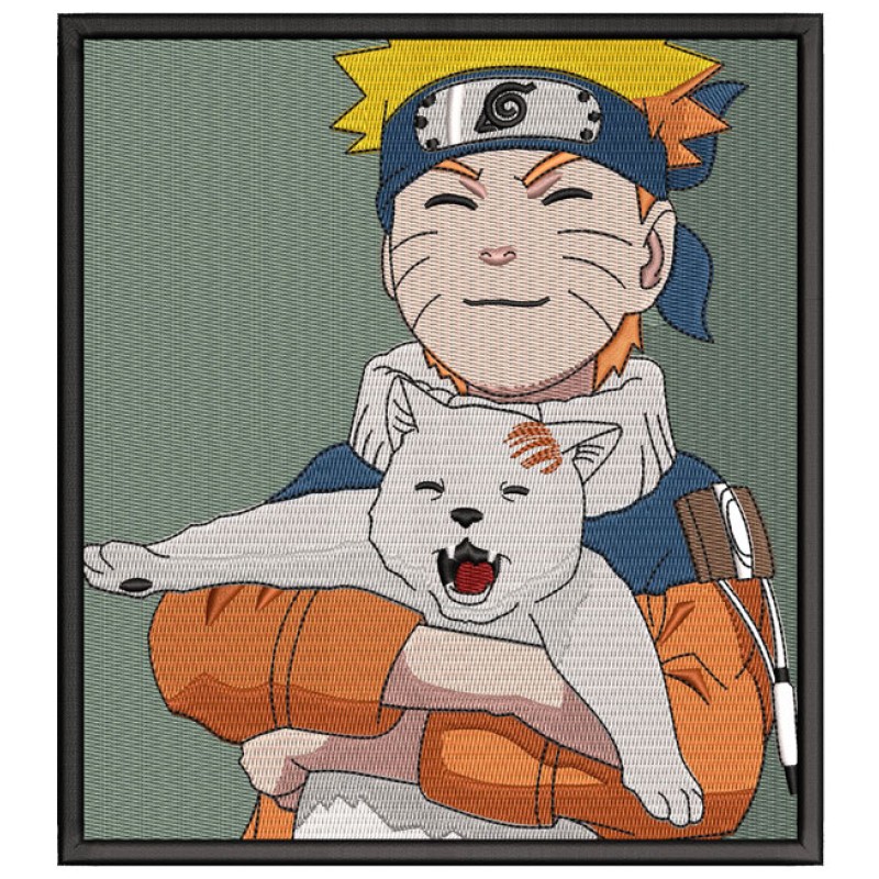 NARUTO AND CAT Rectangle Embroidery Design 4 Sizes