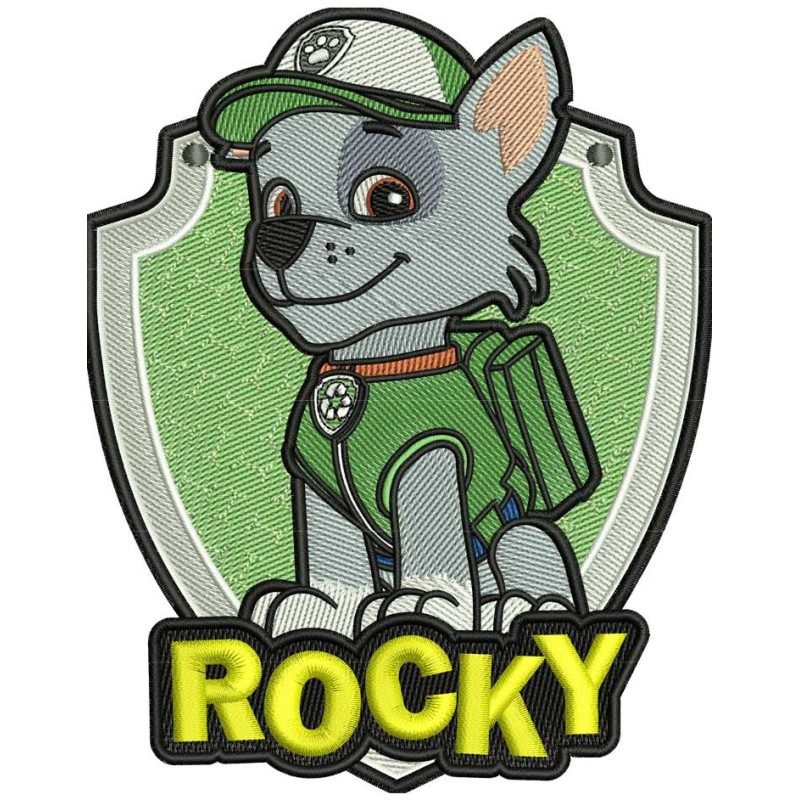 Rocky from Paw Patrol Embroidery Designs 2 Sizes
