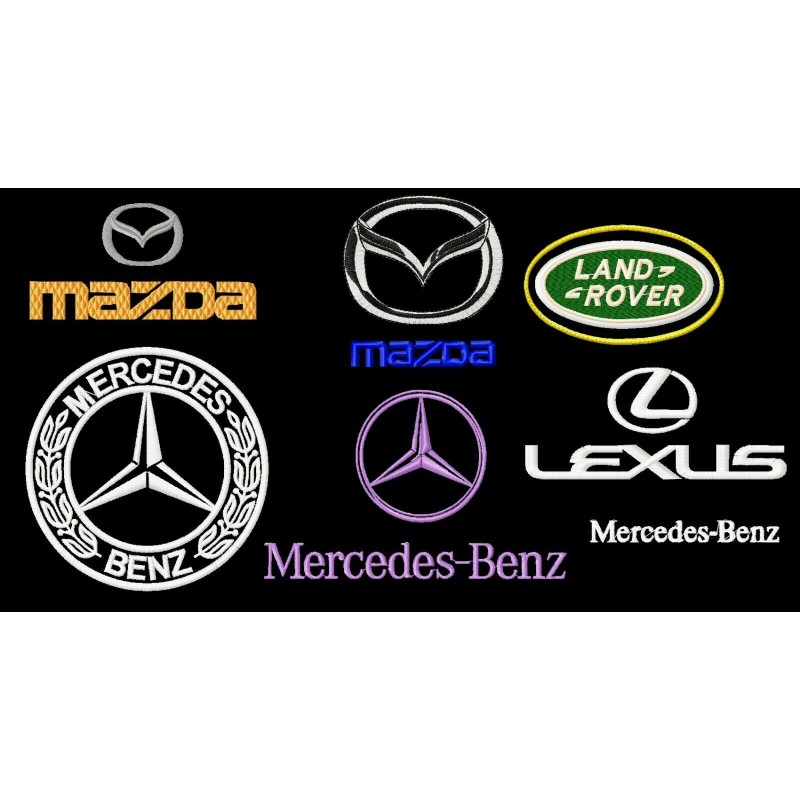 +69 Popular Car Logos Embroidery Designs Pack
