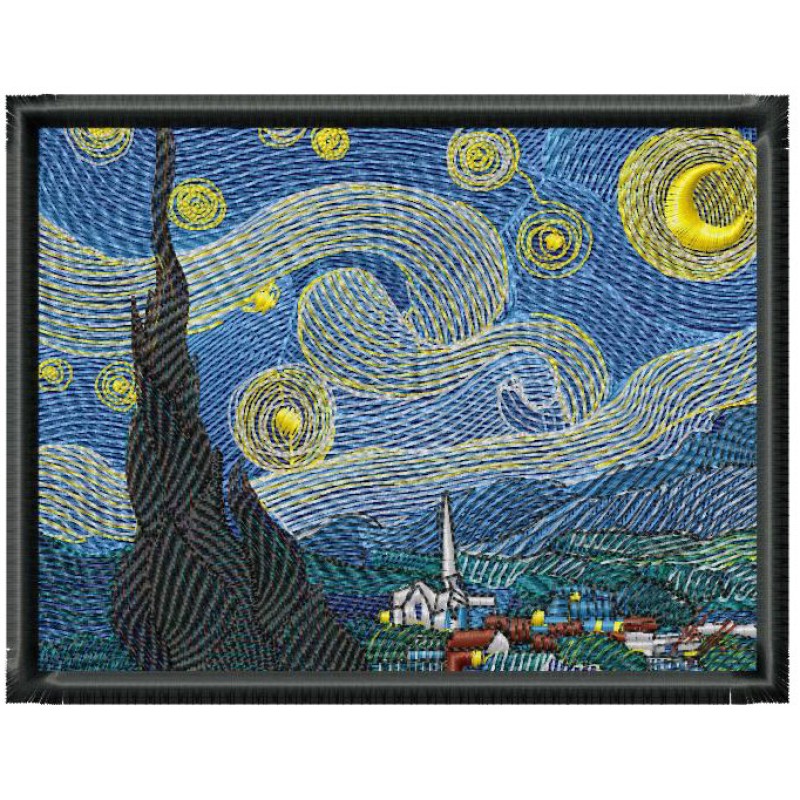 The Starry Night Embroidery Design 2 Sizes