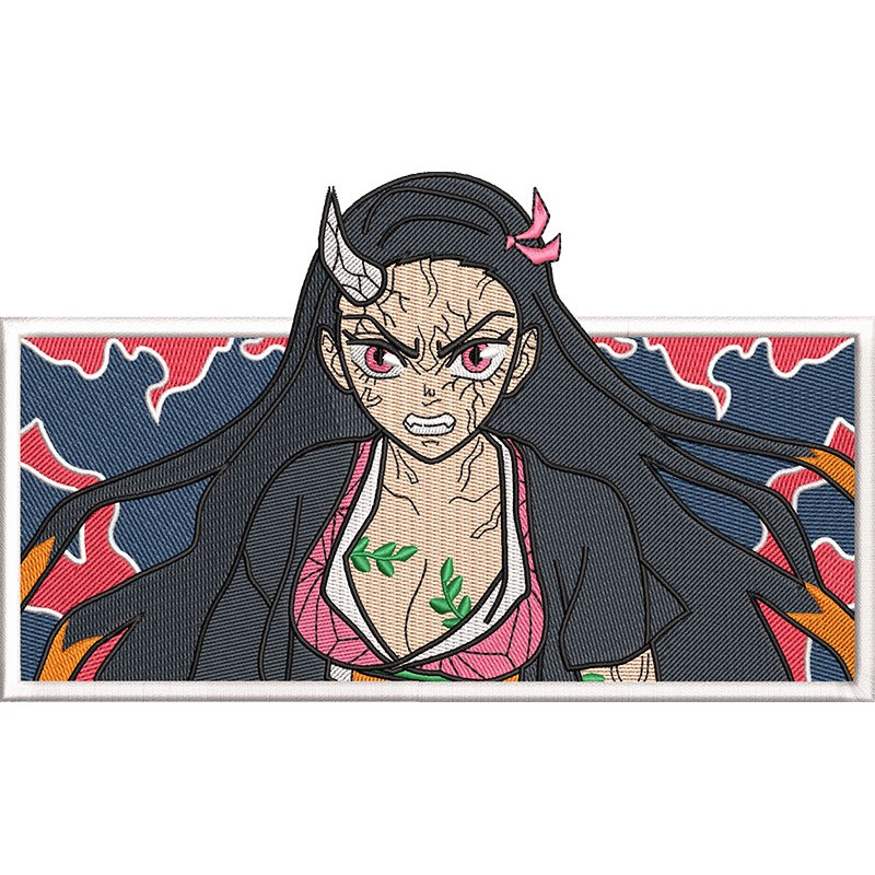 Nezuko Angry Anime Girl Embroidery Design 5 Sizes