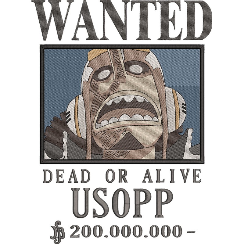 Usopp Bounty Embroidery Design 6 Sizes